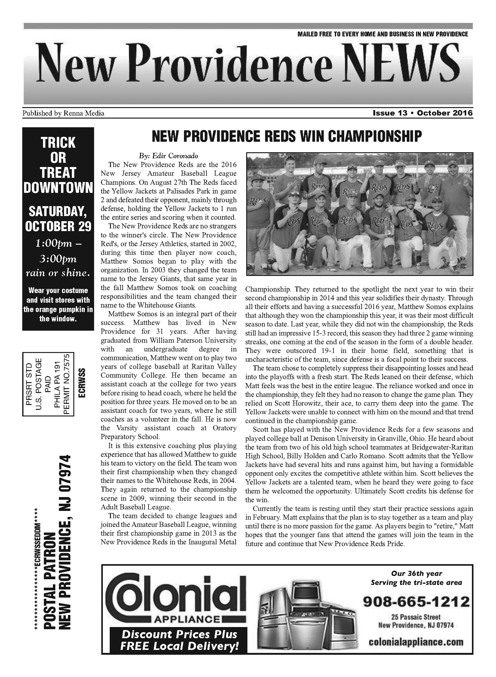 Renna Media | The October 2016 issue of the New Providence News is out.