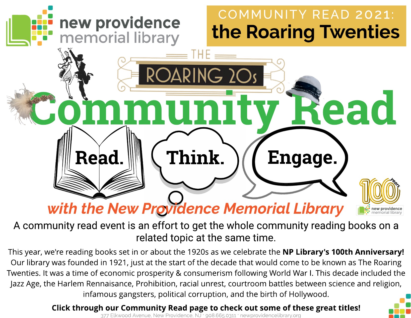 1920s Community Read flyer | Renna Media