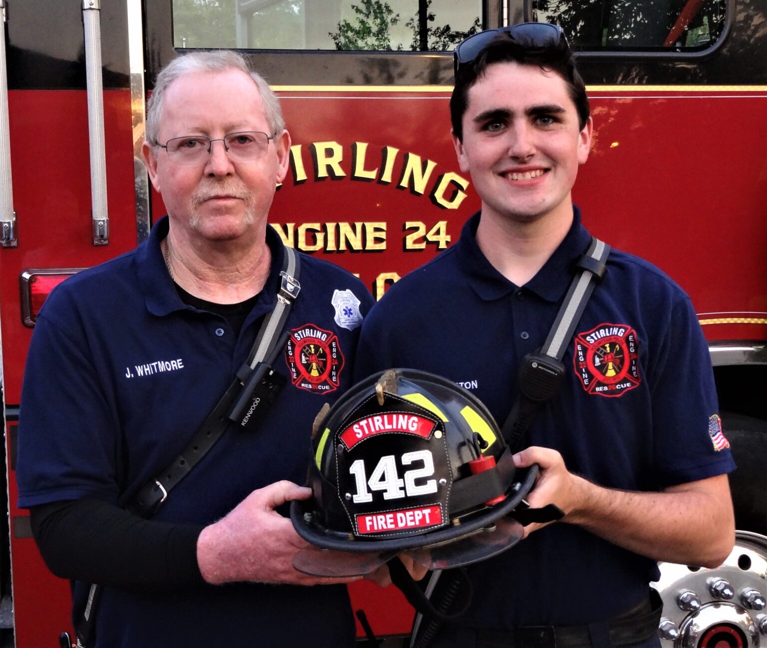 Fire chief John Whitmore and new academny trained firefighter Jack ...
