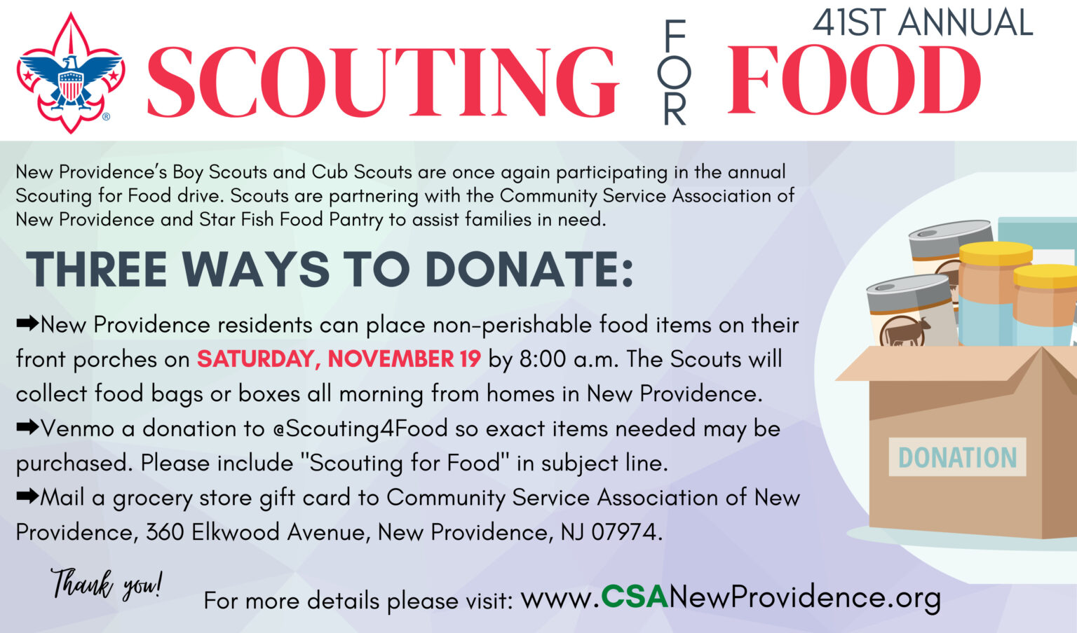 Renna Media | 41st Annual Scouting for Food Drive