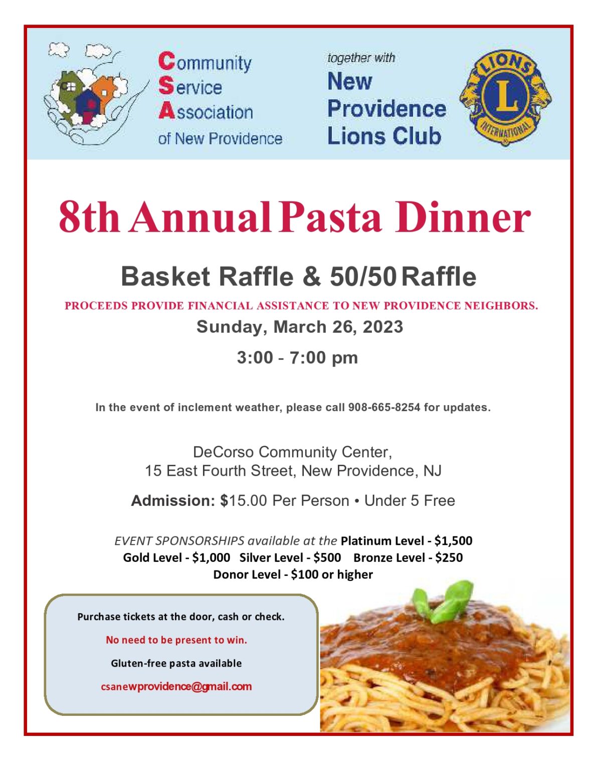 Renna Media | 8th annual Pasta Dinner & Basket Raffle